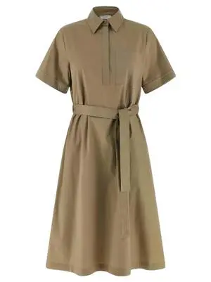 Peserico A-line Belted Shirt Dress - Green
