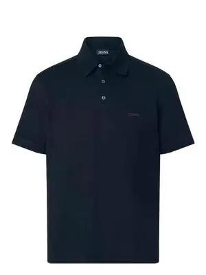 Zegna Button Cotton Polo Shirt - Blue