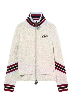 Off-White Striped Zip Cardigan - Neutrals