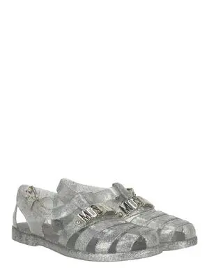 Moschino Logo-plaque Sandals - Silver