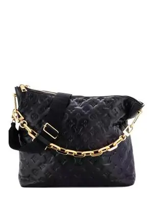 LOUIS VUITTON Coussin Monogram Embossed Lambskin Mm Hobo Bag - Black