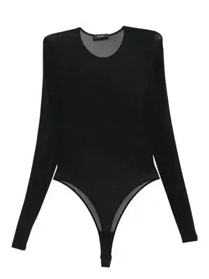 Wardrobe.NYC Sheer Long-sleeve Bodysuit - Black
