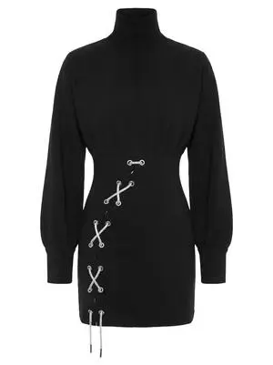 HAMZA Long-sleeve Cocktail Mini Dress - Black