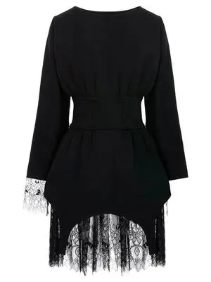HAMZA Fitted-waist Lace Dress - Black