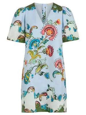 MARIE OLIVER Kiki Floral Puff-Sleeve Dress Blue