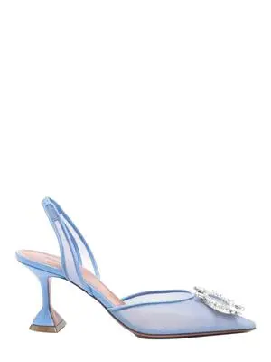 Amina Muaddi Begum Mesh Slingback Pumps - Blue