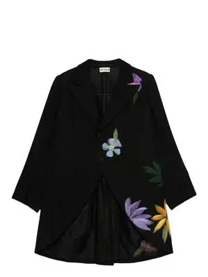 A.N.G.E.L.O. VINTAGE CULT Floral-detail Wool Coat - Black