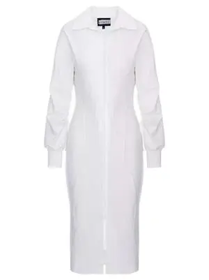 HAMZA Collared Midi Dress - White