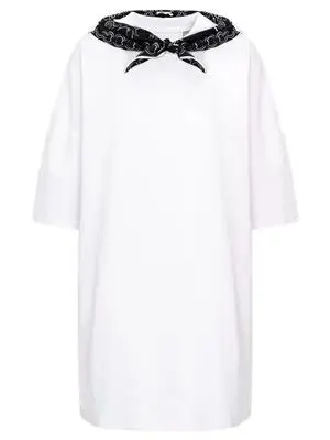 HAMZA Scarf Detail T-shirt Dress - White