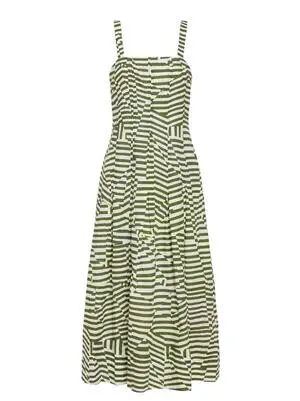 MARIE OLIVER Dixon Striped Linen Dress - Green