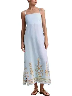 Greek Archaic Kori Thin-straps Gathered-back Maxi Dress - Blue
