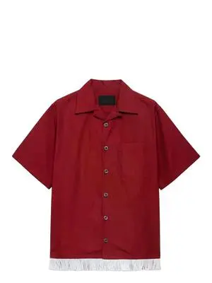 Prada Cotton Blend Fringed Bowling Shirt - Red