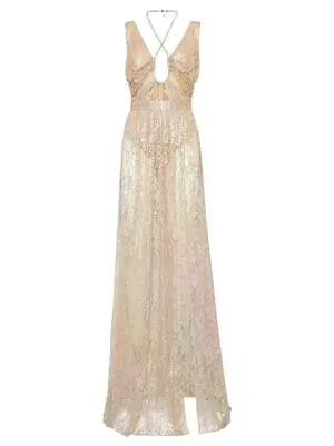 Philipp Plein Lace Cut-out Maxi Dress - Neutrals