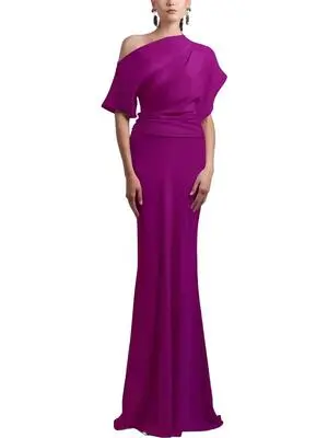 GEMY MAALOUF Asymmetrical Draped Maxi Dress - Purple