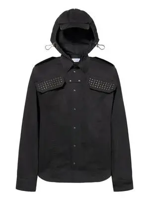 Off-White Studded Hooded Shirt - Black