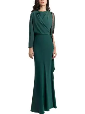 GEMY MAALOUF Draping-detail Maxi Dress - Green