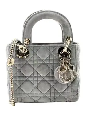 DIOR Lady Dior Chain Bag Cannage Quilt Velvet Mini Shoulder Bag