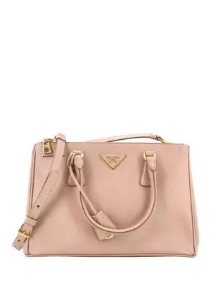 Prada Double Zip Lux Saffiano Leather Small Tote Bag - Pink
