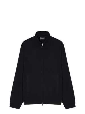 Emporio Armani Embossed Jersey Full-zip Sweatshirt - Navy