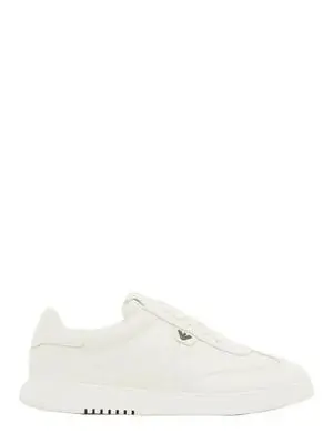 Emporio Armani Leather Sneakers With Eagle Plate - White