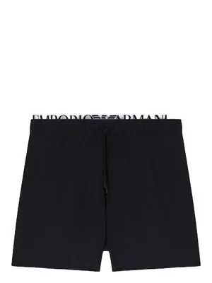 Emporio Armani Swim Shorts With Logo Waistband - Black