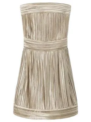Giorgio Armani Short Pleated Satin Dress - Brown / Neutral