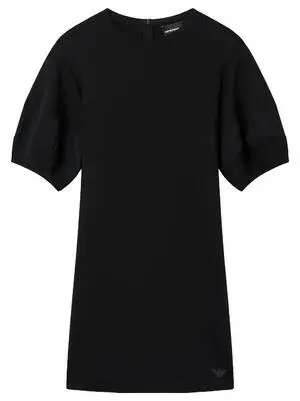 Emporio Armani Stretch Double Jersey Dress With Rayon Insert - Black