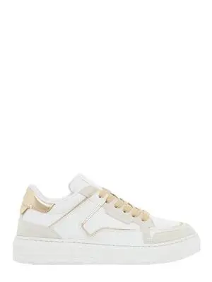 Emporio Armani Leather Sneakers With Metallic Details - White