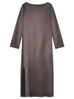 Emporio Armani Viscose Twill Midi Dress - Brown