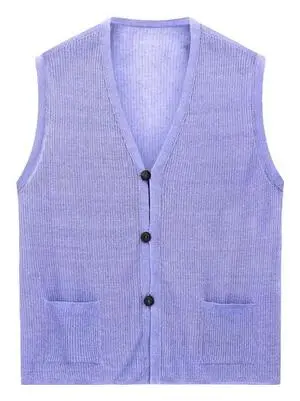 Giorgio Armani Single-breasted Linen Waistcoat - Purple