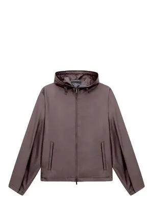 Giorgio Armani Silk-blend Twill Hooded Blouson - Natural