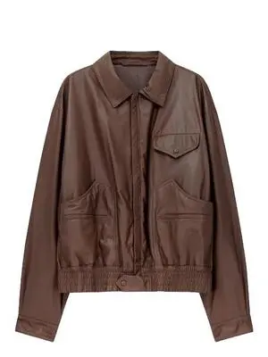 Giorgio Armani Nappa Lambskin Bomber Jacket - Natural