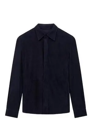 Giorgio Armani Lambskin Suede Shirt Jacket - Navy