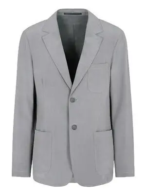 Giorgio Armani Silk Crêpe Single-breasted Jacket - Blue