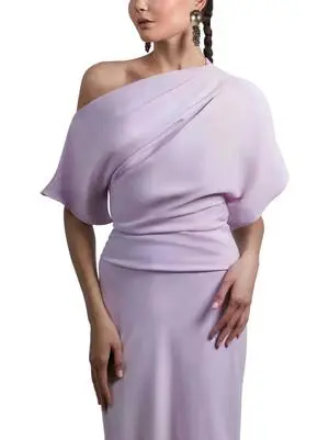 GEMY MAALOUF Asymmetrical Draped Maxi Dress - Purple