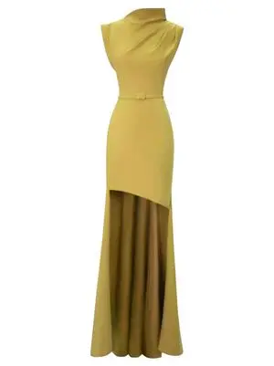 GEMY MAALOUF Asymmetrical Sleeveless Dress - Yellow