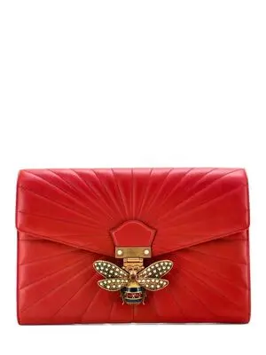 Gucci Queen Margaret Leather Clutch - Red