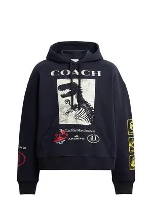 COACH Dinosaur Collage Relaxed Hoodie - Navy Blue
