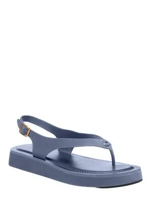 COACH Sculpted C Platform Thong Sandal Light Denim