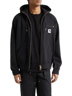 Sacai Carhartt Wip Cotton Jersey Full Zip Hoodie - Black