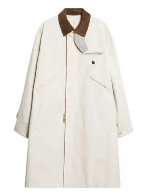 Sacai X Carhartt Wip Duck Canvas Balmacaan Coat - Ivory