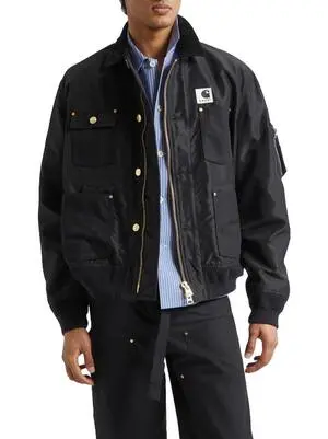 Sacai Carhartt Wip Nylon Twill And Duck Canvas Blouson Jacket - Black