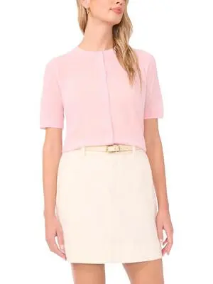 Vince Camuto Fine-gauge Short Sleeve Cardigan - Baby Pink