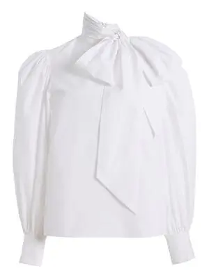 Françoise Winona Pussy-bow Cotton Top - White