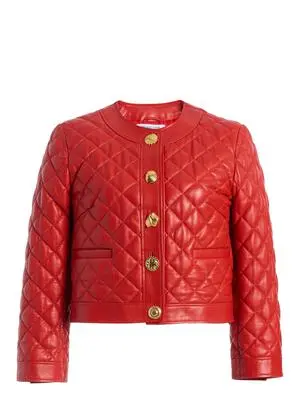 Françoise Gracie Quilted Leather Jacket - Red