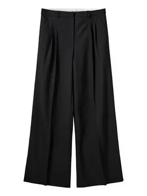 THE GARMENT Grand Mid-rise Wide-leg Wool-blend Pants - Black