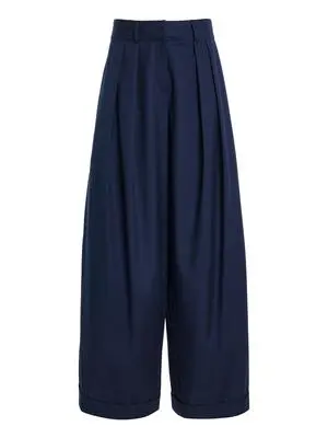 Françoise Mila Wool Wide-leg Pants - Navy