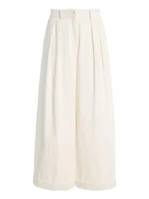 Françoise Mila Wide Leg Corduroy Trousers - White