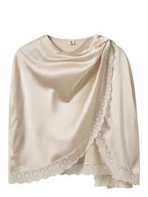 THE GARMENT Lace-trimmed Stretch-silk Cape - White