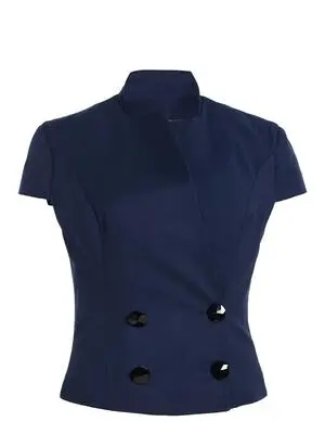 Françoise Mercedes Double-breasted Wool Top - Navy